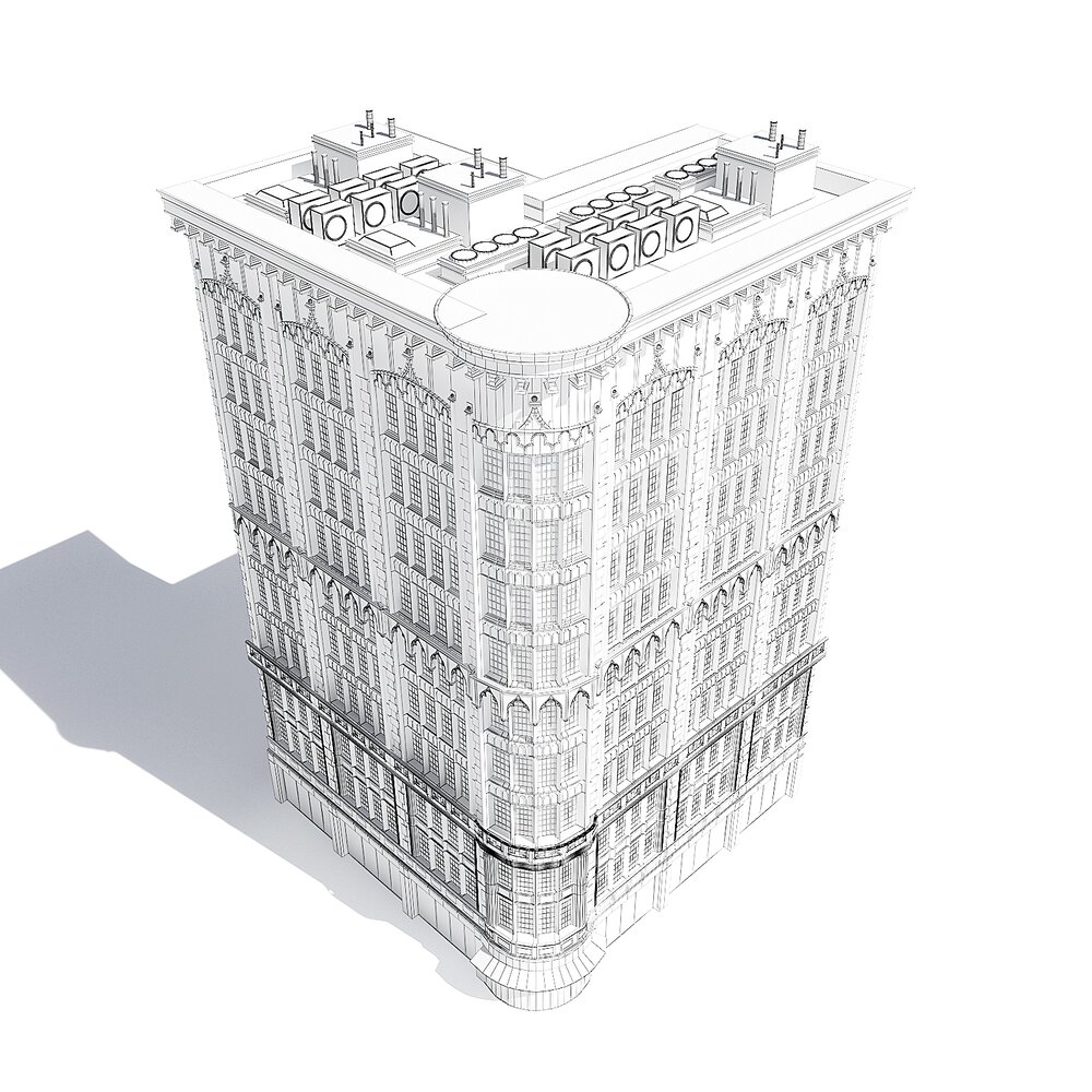 Brick and Stone Narrow Building 3D model - Download Buildings on ...