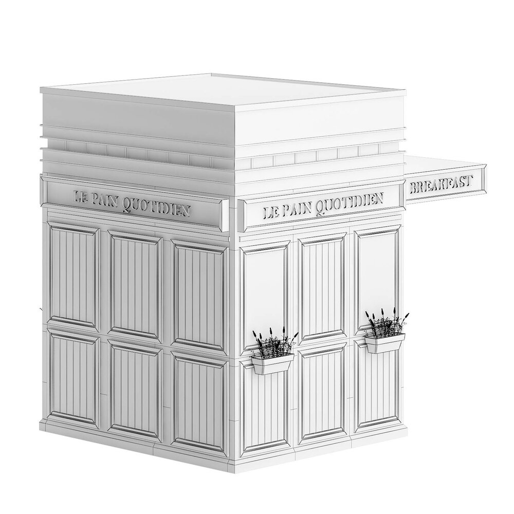 Black and Wooden Breakfast Kiosk 3D model - Download Street elements on ...