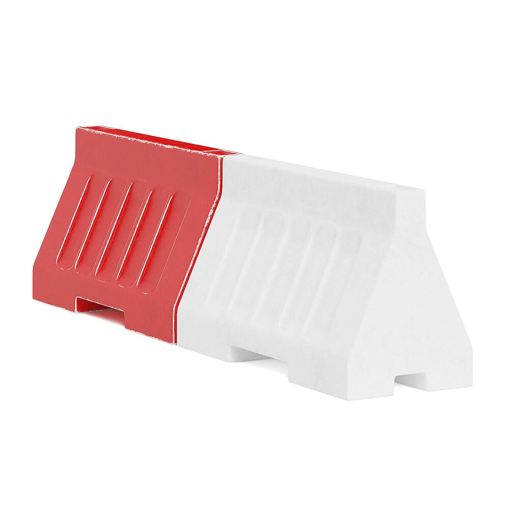 White and Red Crash Barrier 3D model - Download Street elements on ...