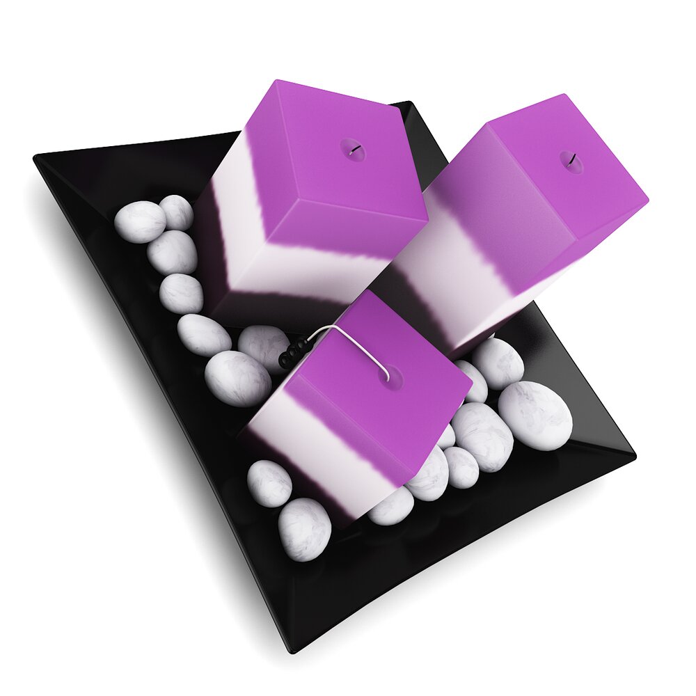 Purple-white Candles 3D model - Download Decoration on 3DModels.org