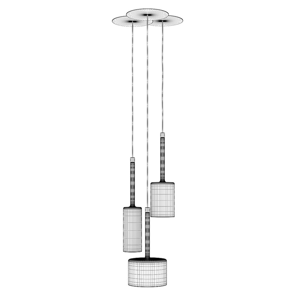 Triple Pendant Light in Red Cylindrical Design 3D model - Download Lamp ...