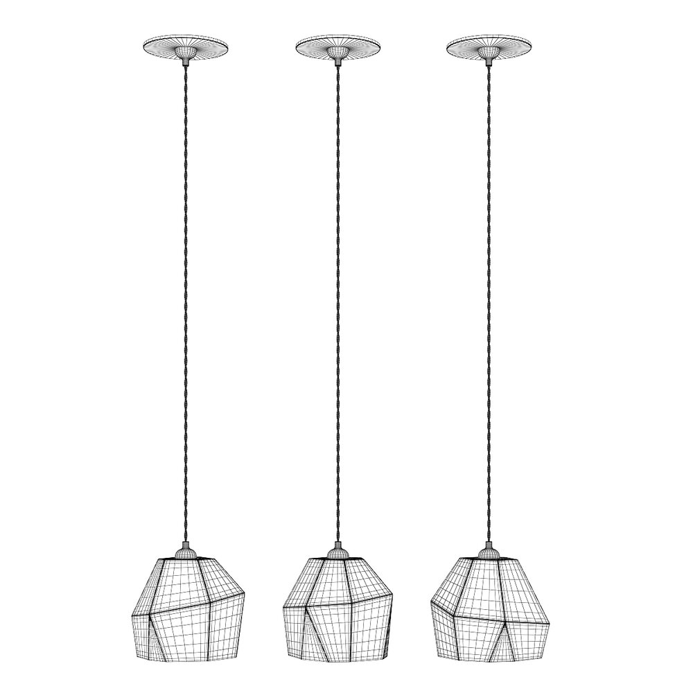Pendant Lights with Geometric Orange Shades 3D model - Download Lamp on ...