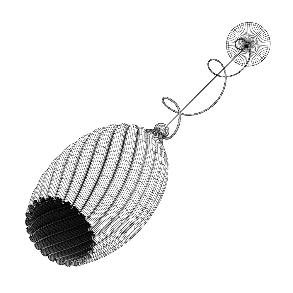 Pendant Light with Curved Ribbed Shade Design 3D model - Download Lamp ...