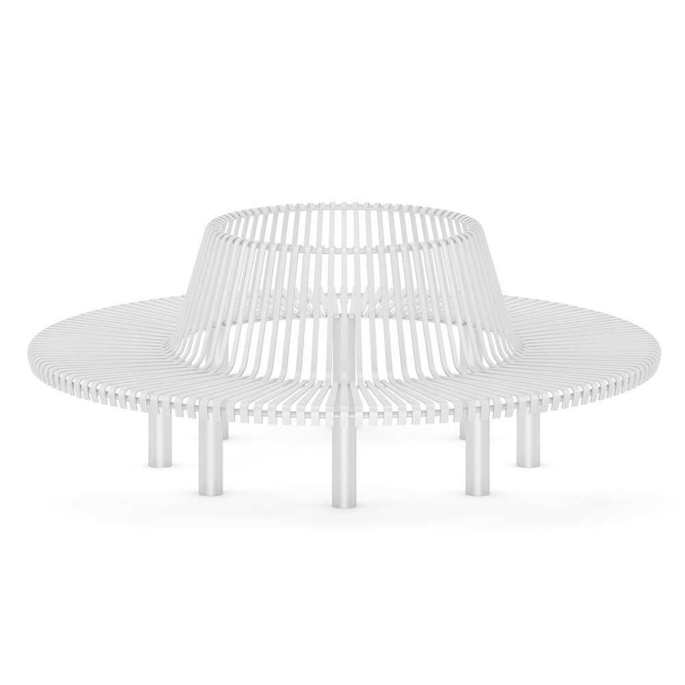 Banco Circular Blanco Con Diseño de Lamas Modelo 3D - Descargar ...