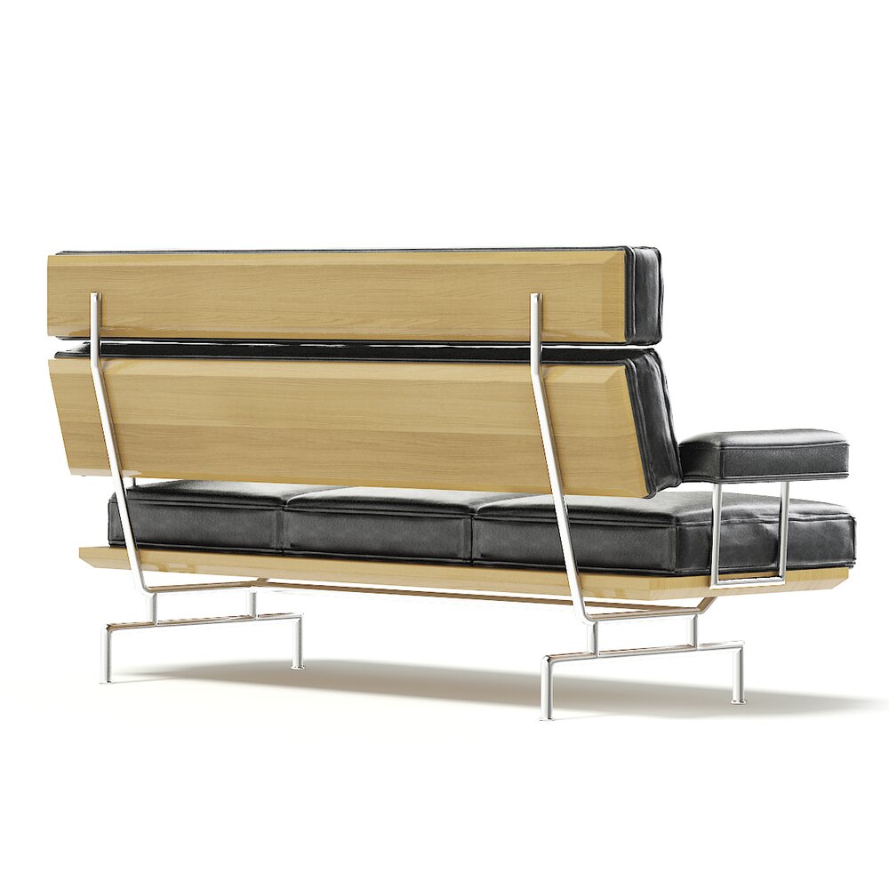 Rectangular Black Sofa 3D model - Download Sofa on 3DModels.org