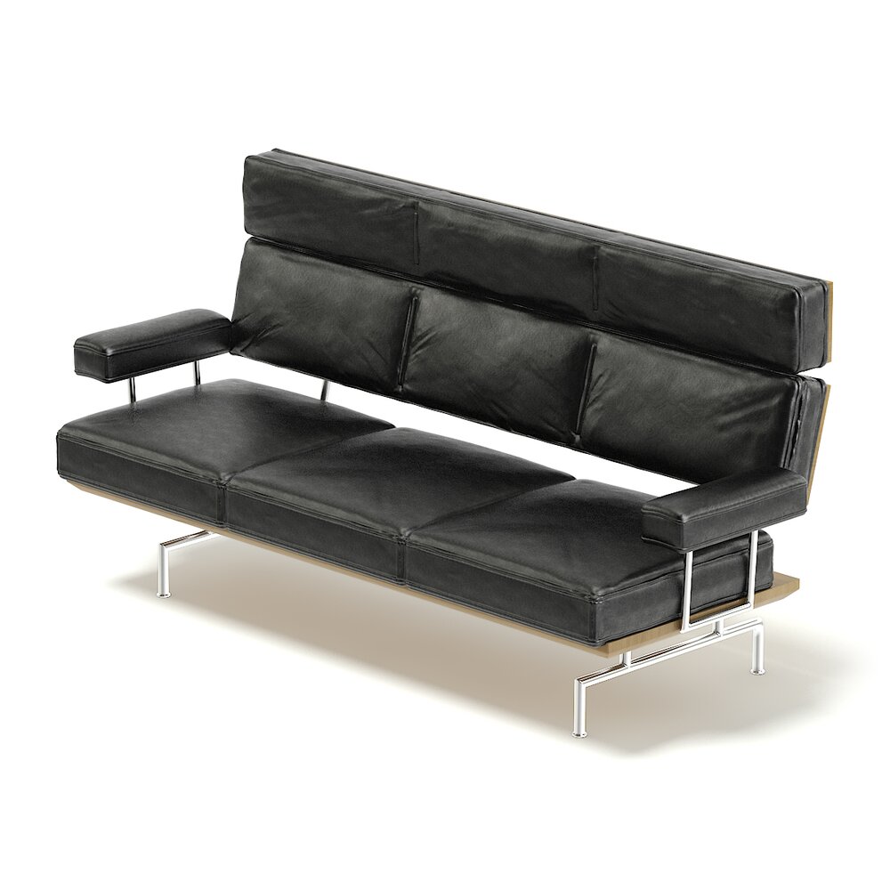 Rectangular Black Sofa 3D model - Download Sofa on 3DModels.org