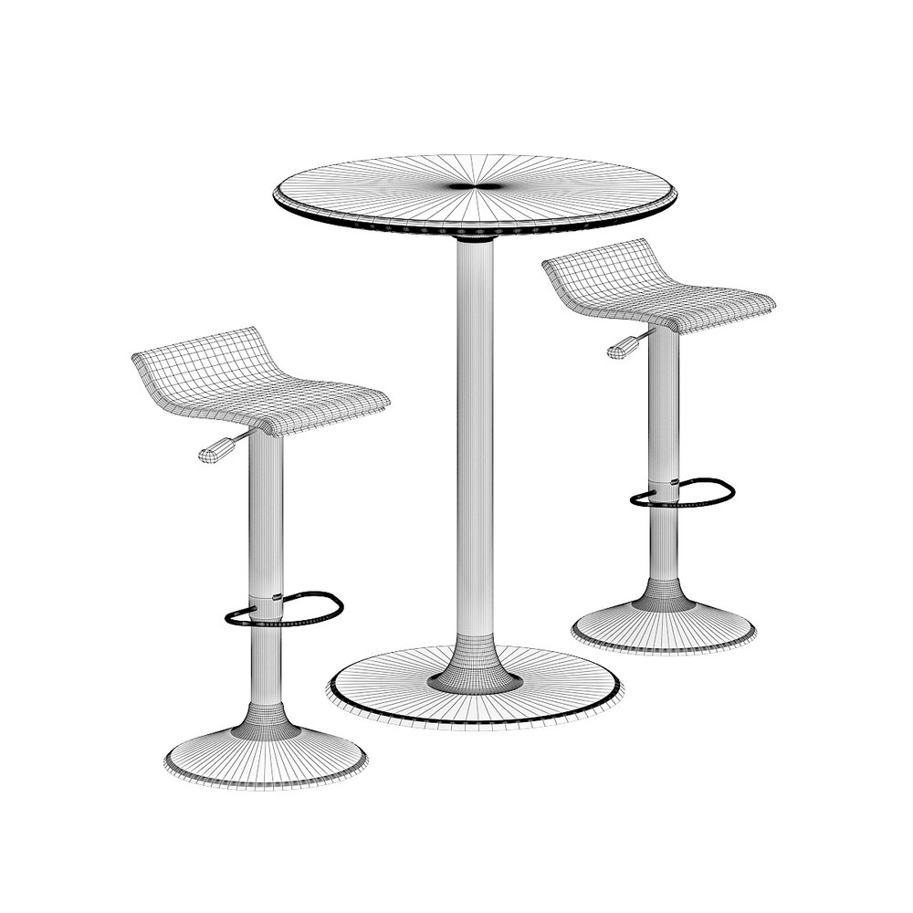 Bar Table with Stools 02 3D model - Download Table on 3DModels.org