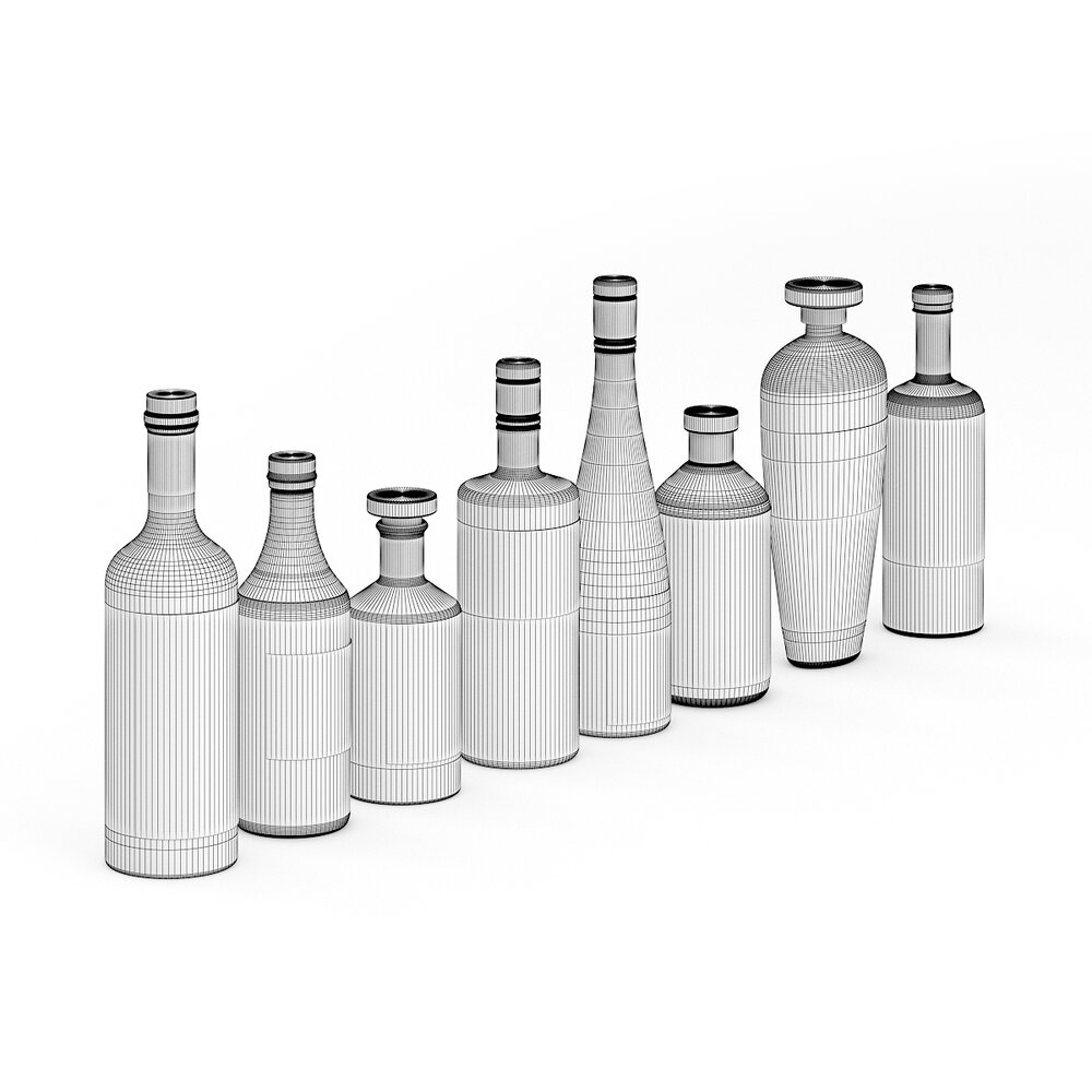 Eight Different Liquor Bottles 3D model - Download Bottles, Cans on ...