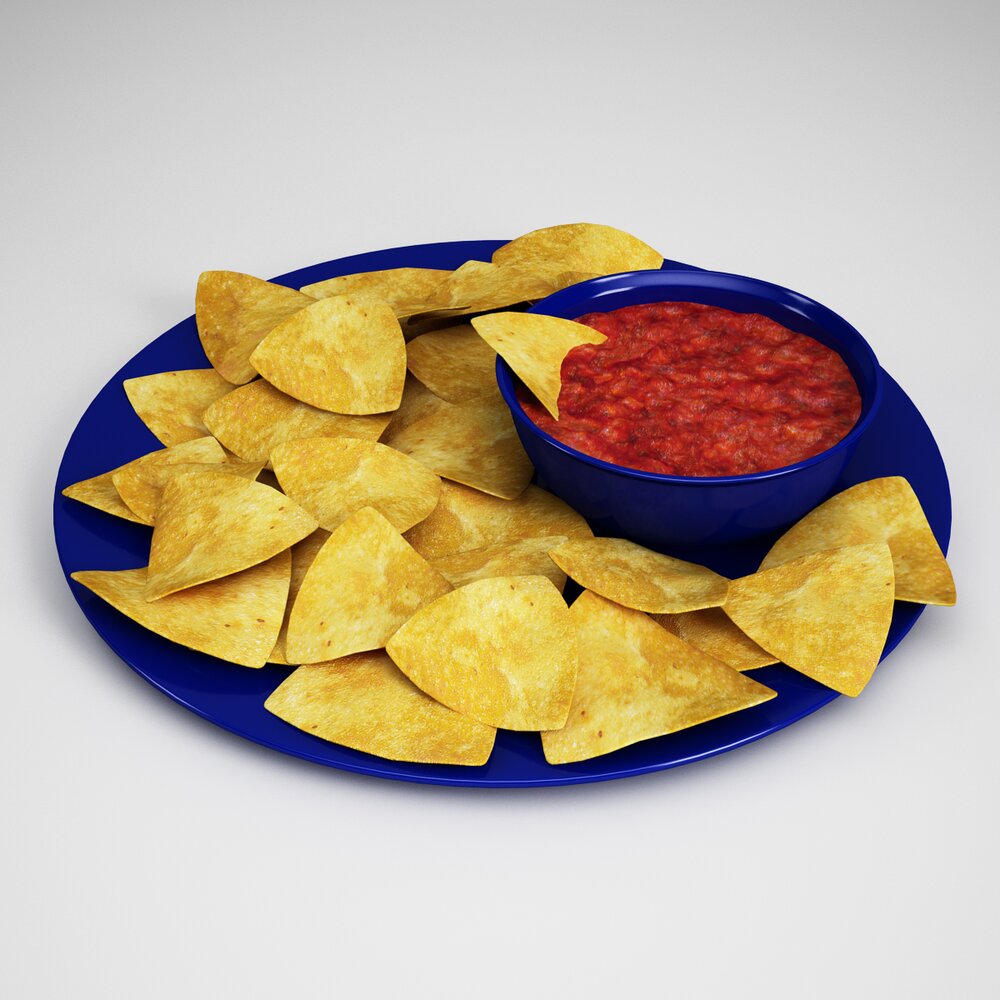 Crujientes Nachos Con Salsa de Tomate Casera Modelo 3D - Descargar ...