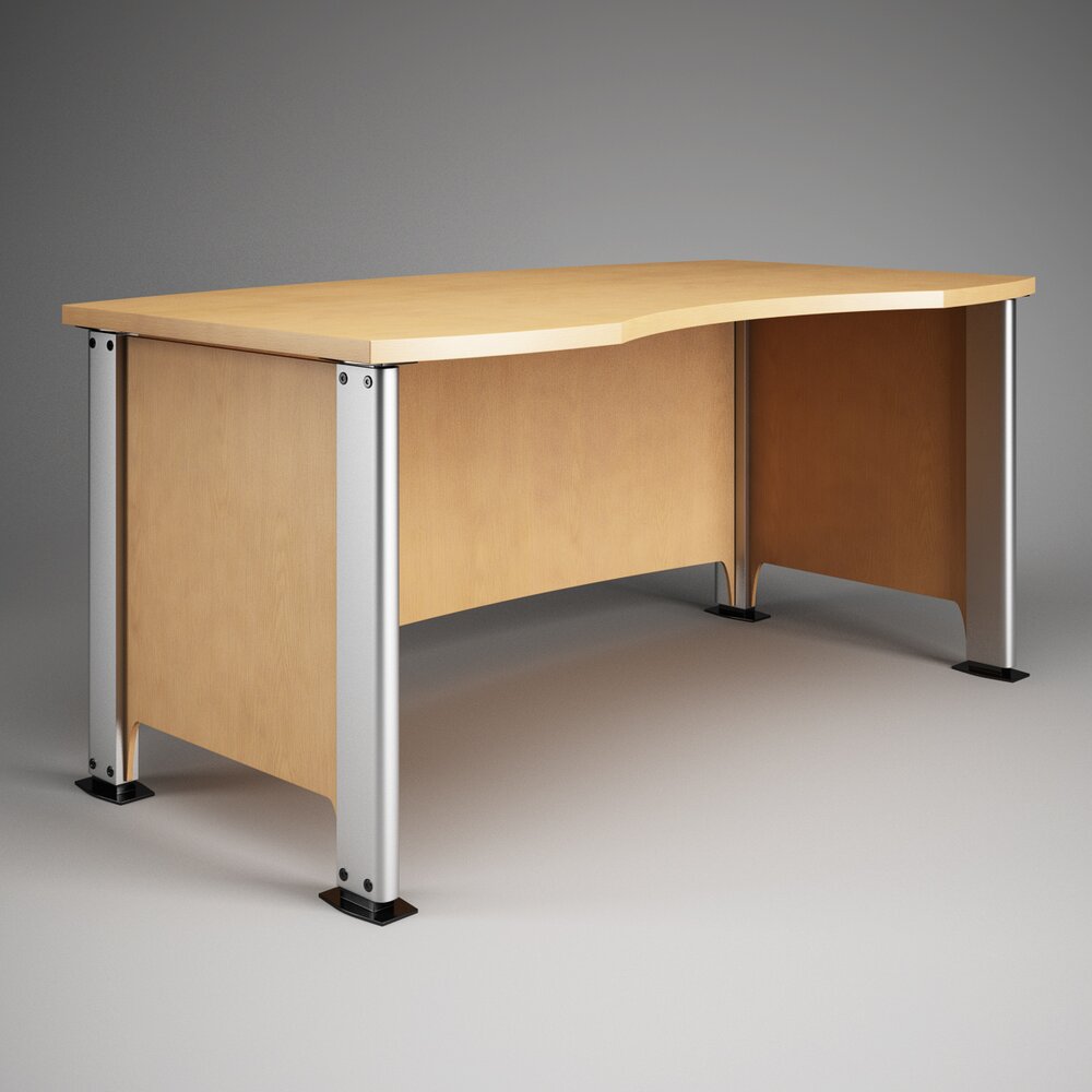 Curved Office Desk 02 3D model - Download Table on 3DModels.org