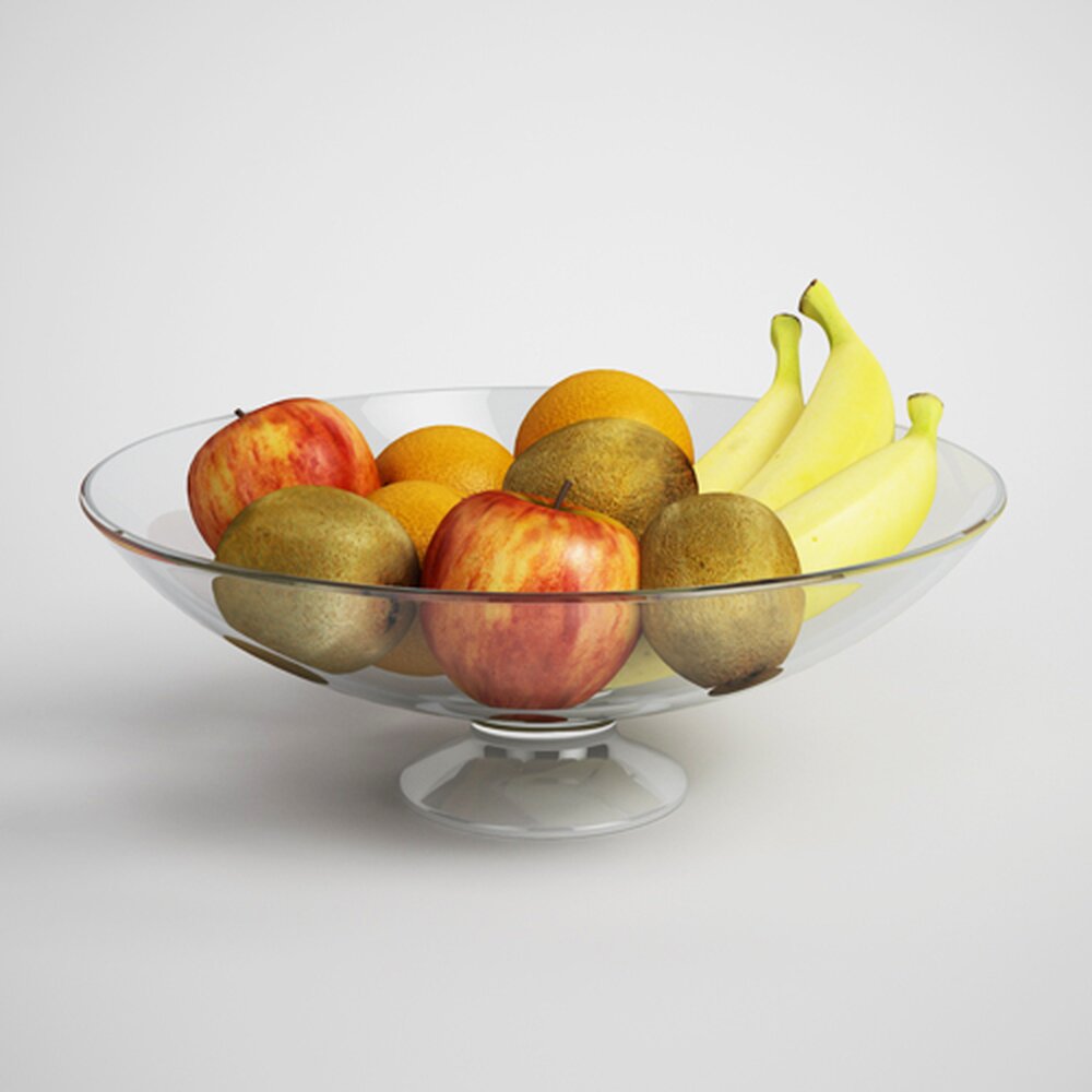 Fruits in Glass Bowl 3D model - Download Fruit on 3DModels.org