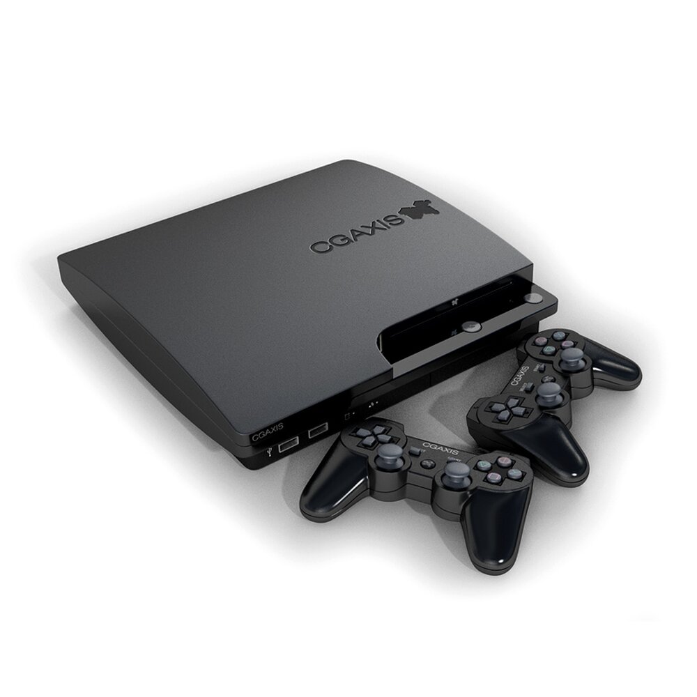 Video Game Console with Controllers 3D model - Download Game Console on ...