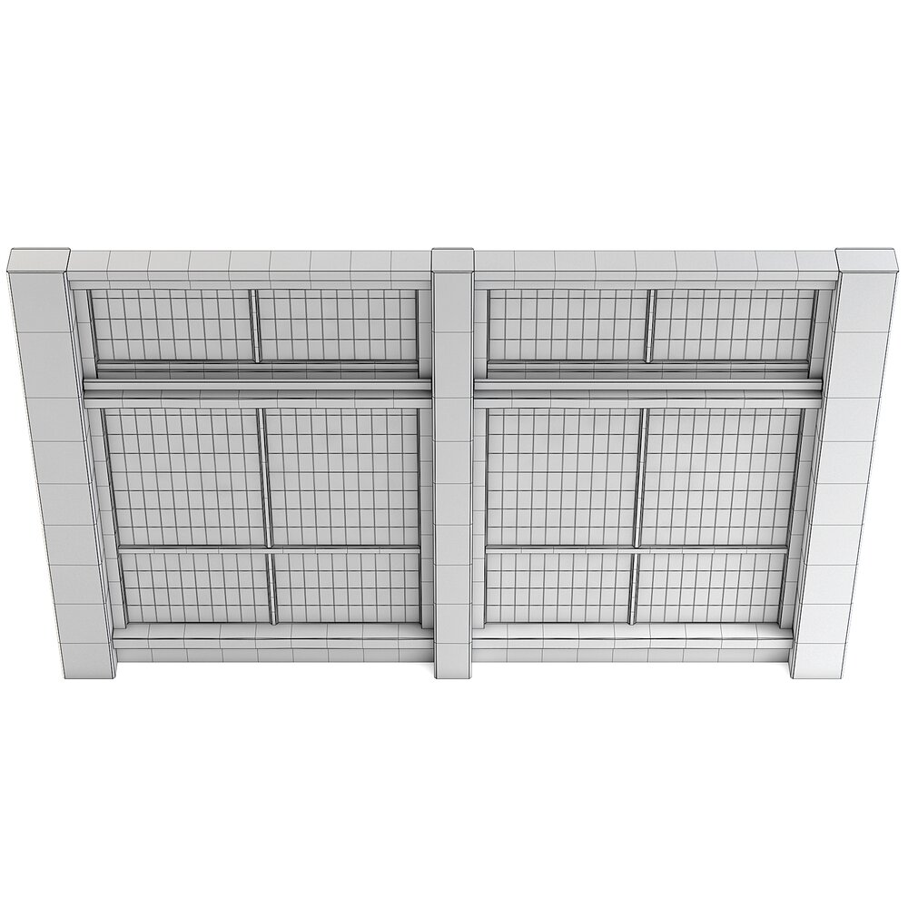 Factory Front Wall With Windows 3D model - Download Building components ...