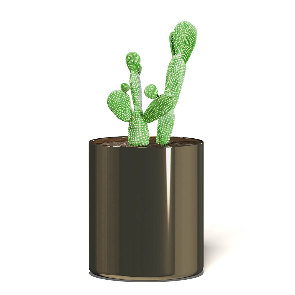 Cactus In Metal Pot 3D model - Download Houseplants on 3DModels.org