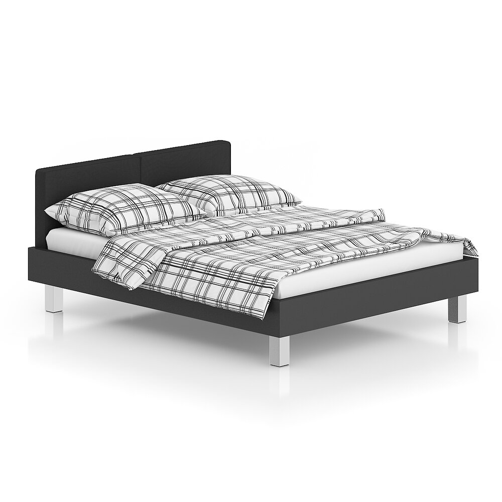 Grey Bed with Grid Pattern 3D model - Download Bed on 3DModels.org