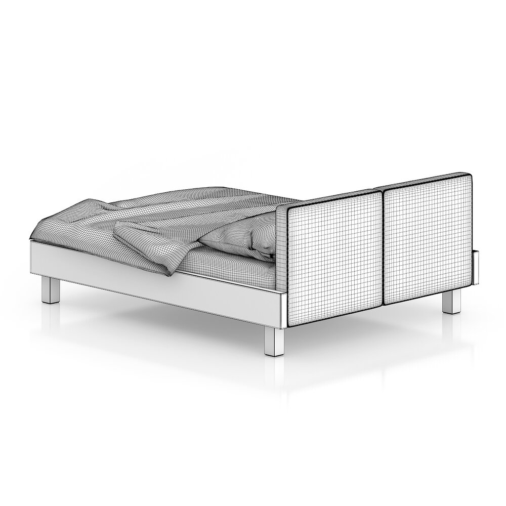Grey Bed with Grid Pattern 3D model - Download Bed on 3DModels.org