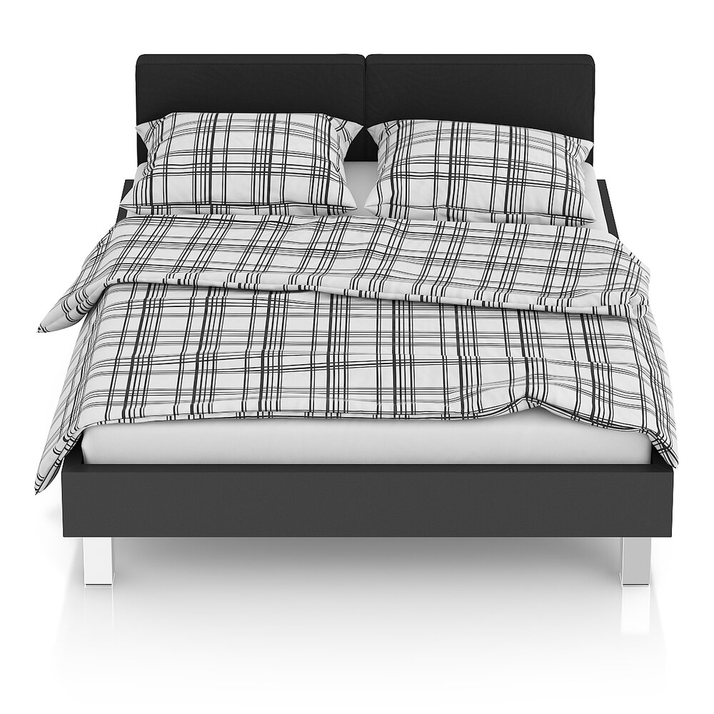 Grey Bed with Grid Pattern 3D model - Download Bed on 3DModels.org