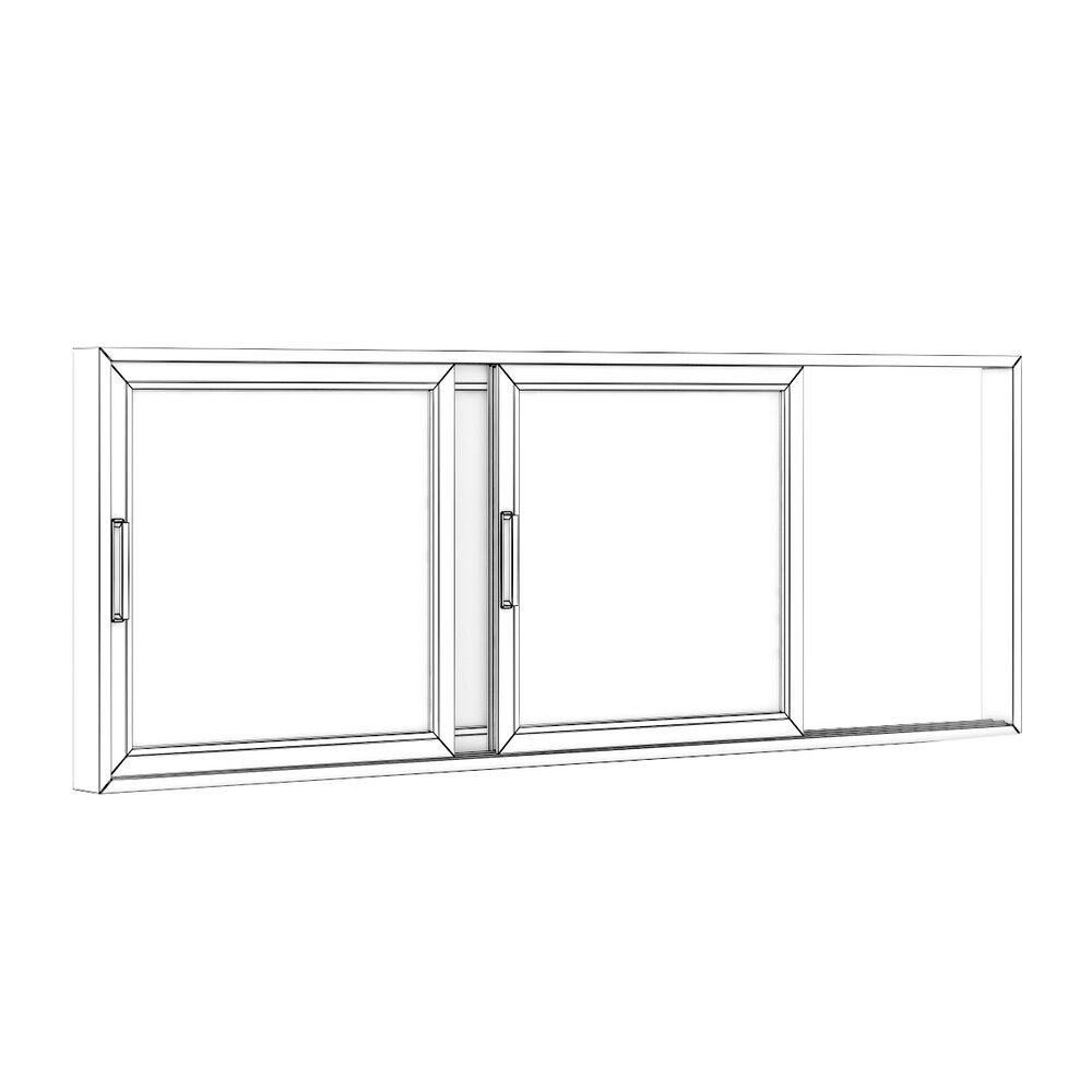 Sliding Metal Window 3520mm x 1283mm 3D model - Download Building ...