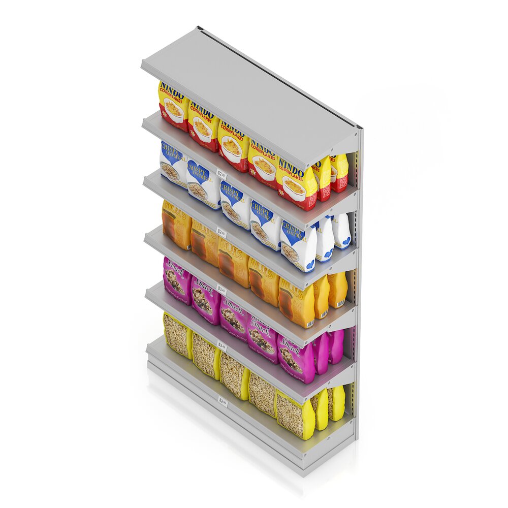 Market Shelf – Cereals and cornflakes 3D model - Download Commercial ...