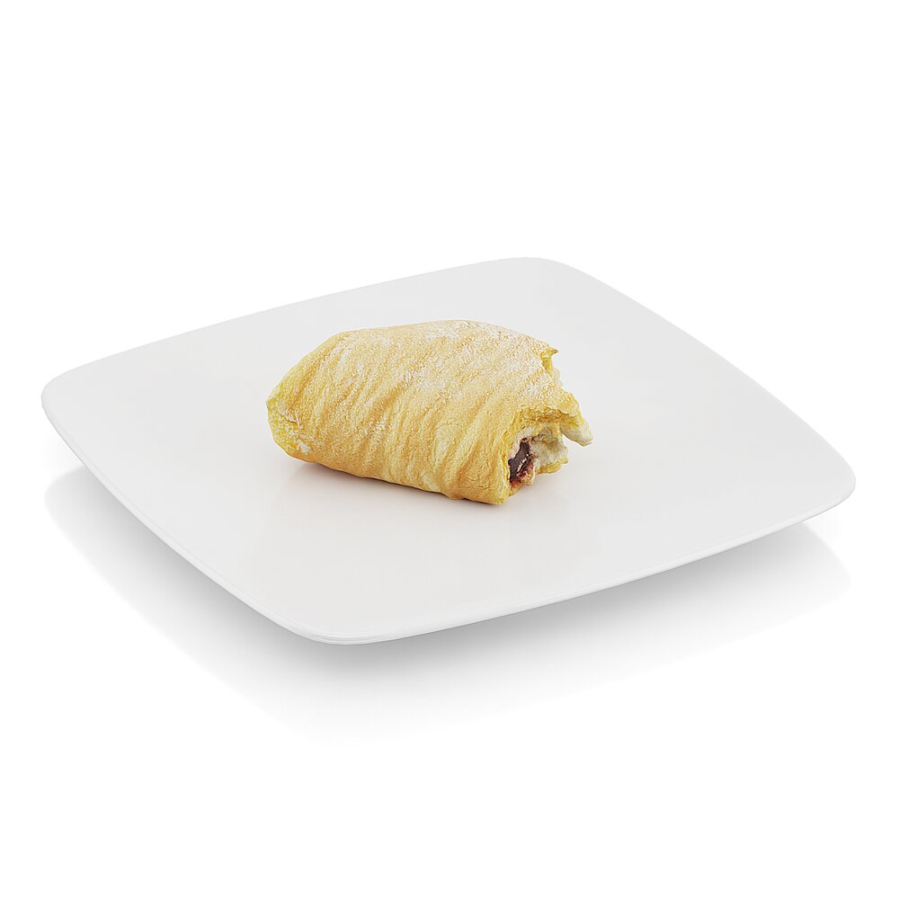 Bitten griddle cake with cream 3D model - Download Dairy, Bakery on ...