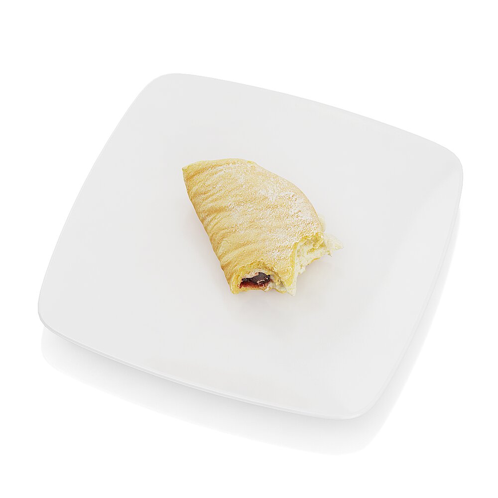 Bitten griddle cake with cream 3D model - Download Dairy, Bakery on ...