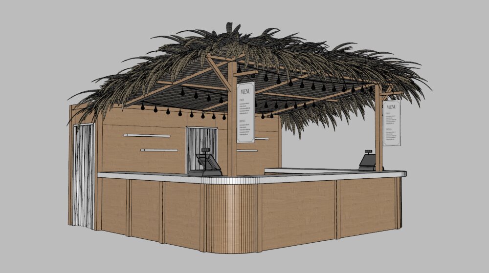 Beach Bar 5×5 Meters 3D model - Download Commercial Building on ...