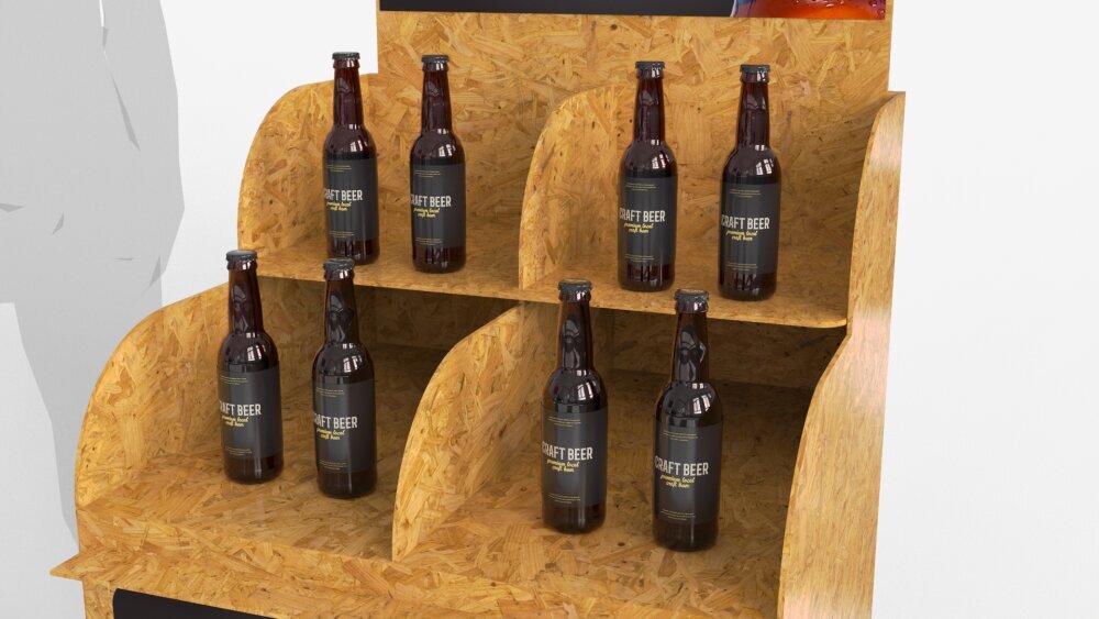 Beer Wooden Rack Display 3D model - Download Shelving on 3DModels.org