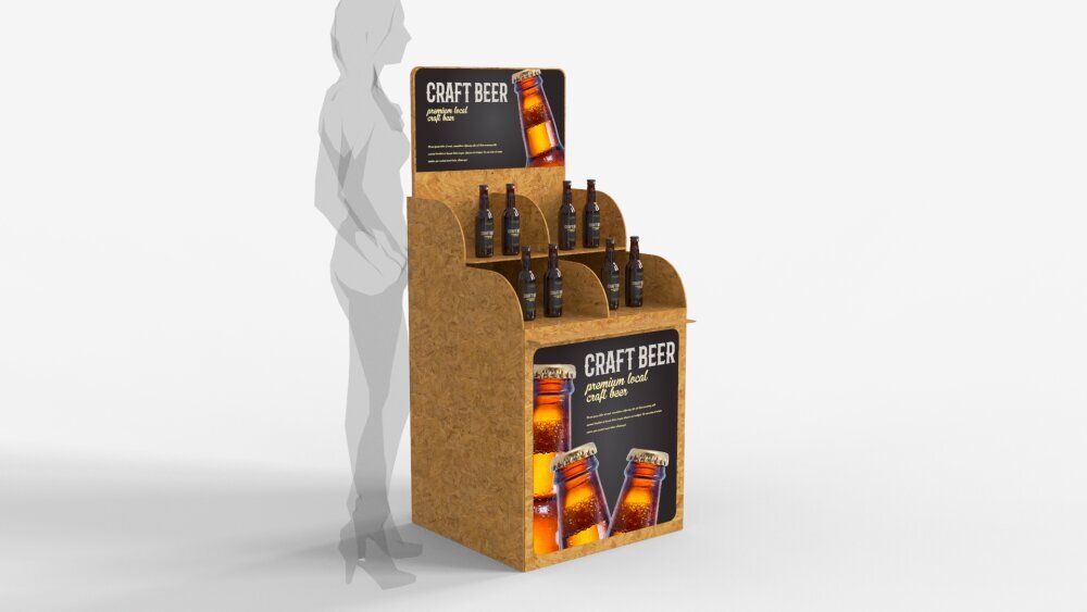 Beer Wooden Rack Display 3D model - Download Shelving on 3DModels.org