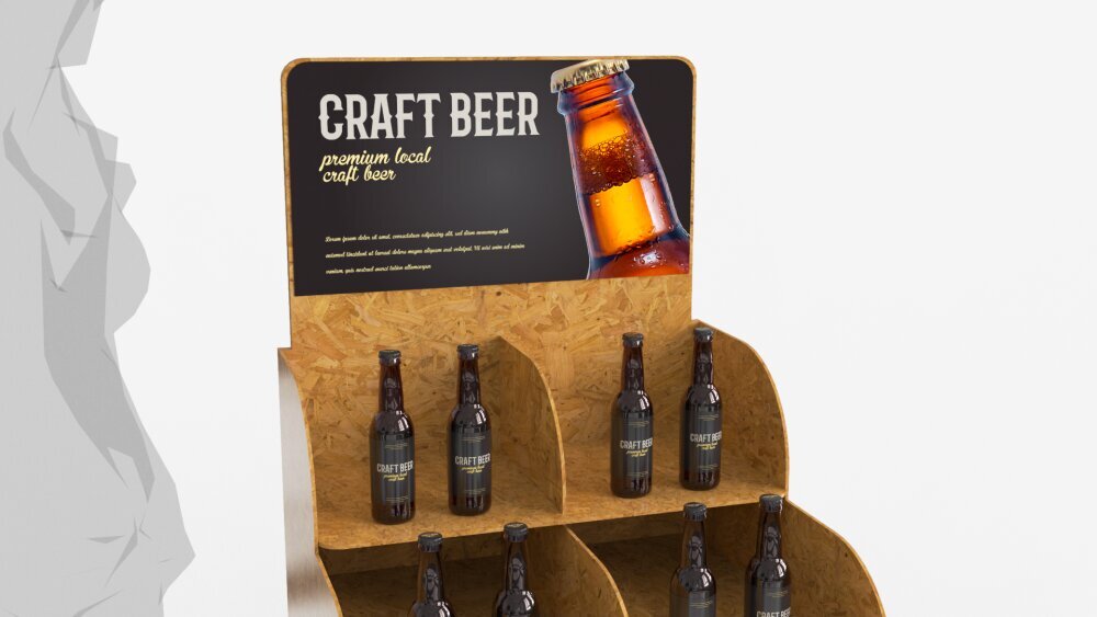 Beer Wooden Rack Display 3D model - Download Shelving on 3DModels.org