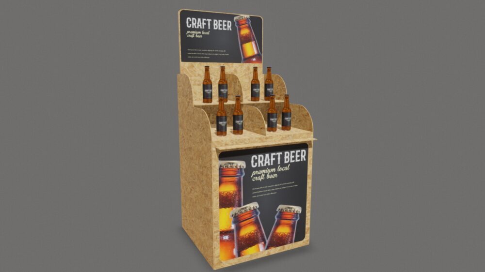 Beer Wooden Rack Display 3D model - Download Shelving on 3DModels.org