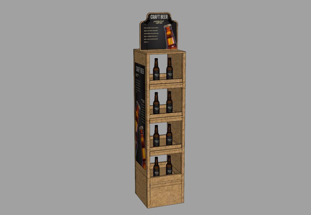 Wooden Beer Rack Display 3D model - Download Shelving on 3DModels.org