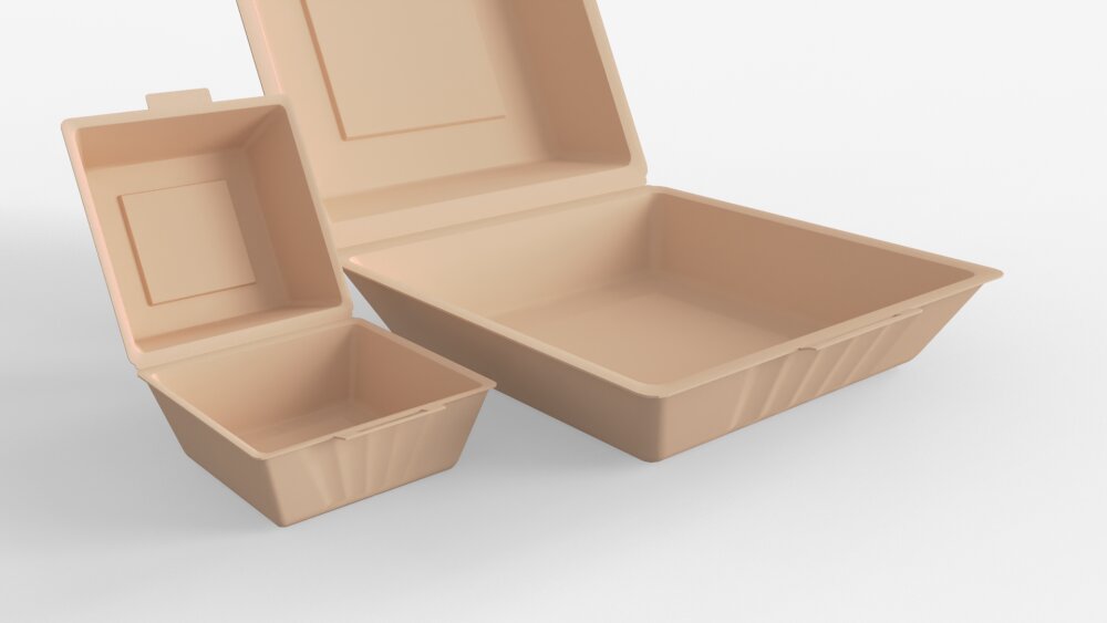 Biodegradable Food Containers 3D model - Download Mockup on 3DModels.org