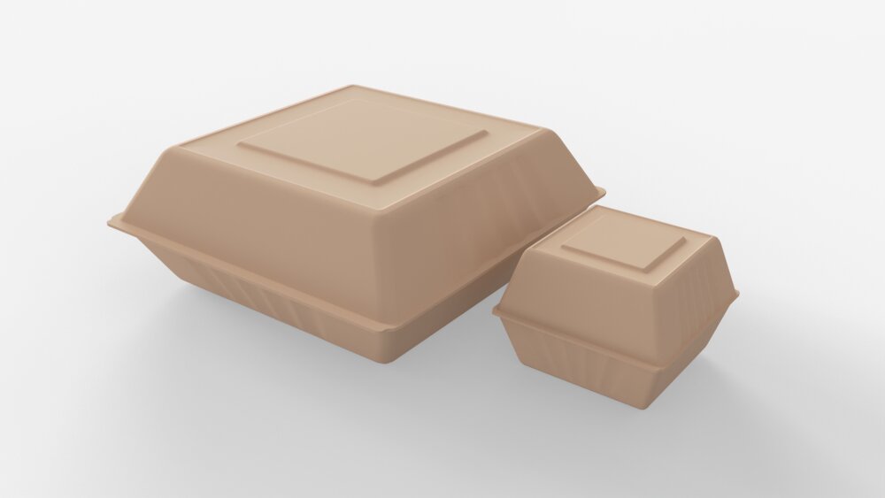 Biodegradable Food Containers 3D model - Download Mockup on 3DModels.org