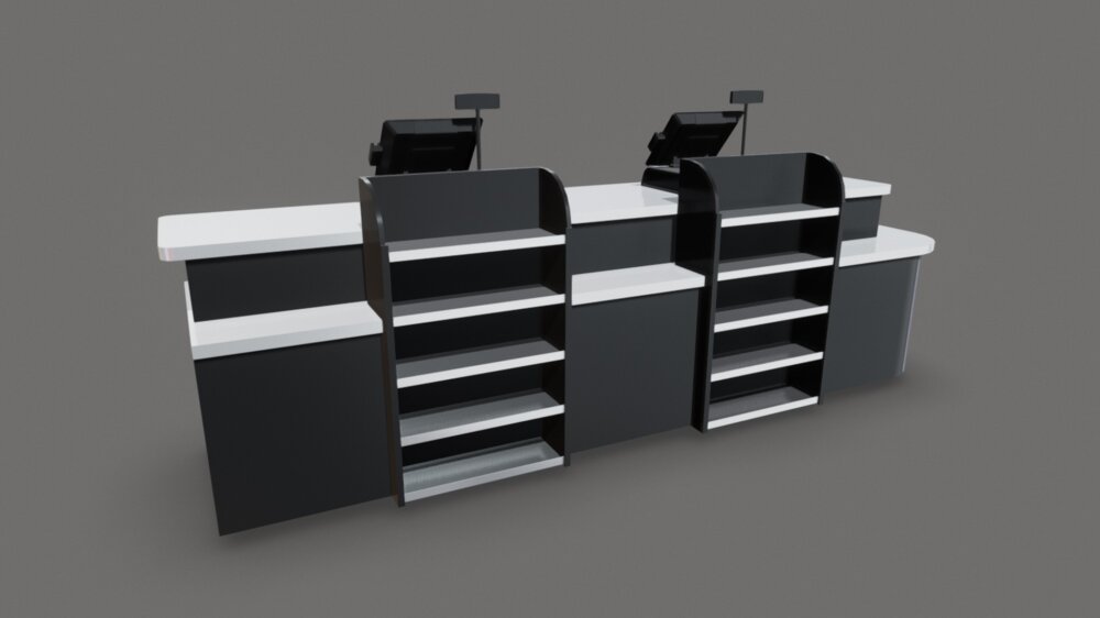 Cashier Counter Table 3D model - Download Commercial Appliance on ...