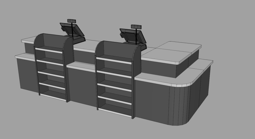Cashier Counter Table 3D model - Download Commercial Appliance on ...