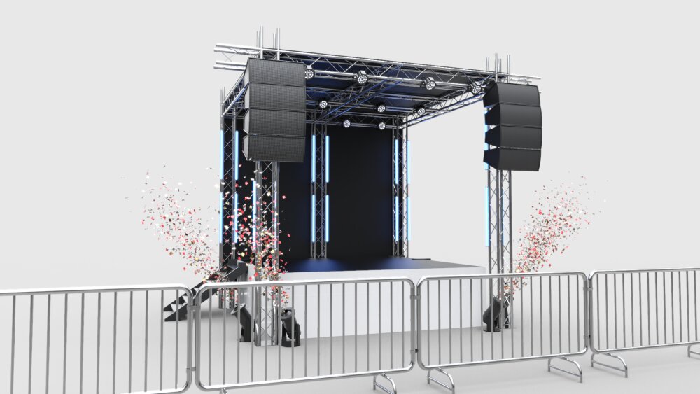 Outdoor Event Stage with Truss and Speaker Array 3D model - Download ...