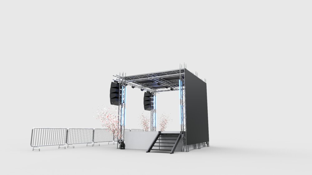 Outdoor Event Stage with Truss and Speaker Array 3D model - Download ...