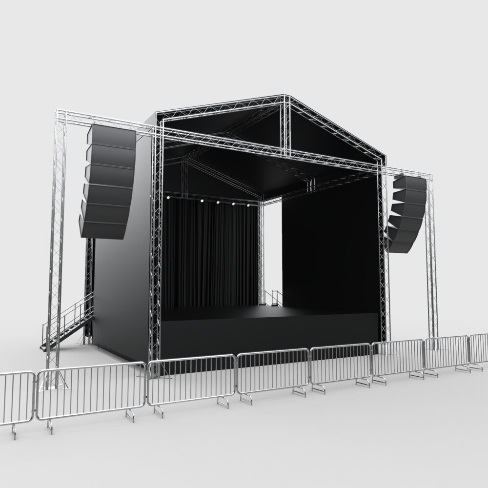 Outdoor Concert Stage with Truss Framework and PA Speakers 3D model ...
