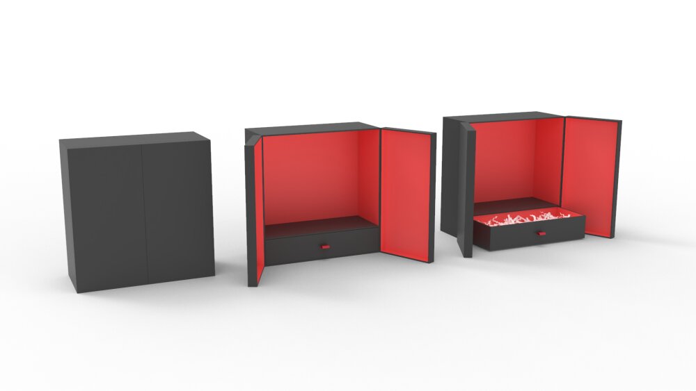 Crinkle Paper Vertical Double Doors Box with Drawer 3D model - Download ...
