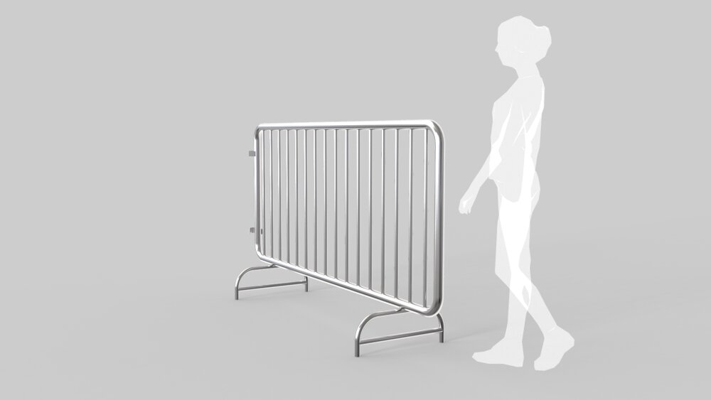 Crowd Control Fence Barrier 3D model - Download Street elements on ...