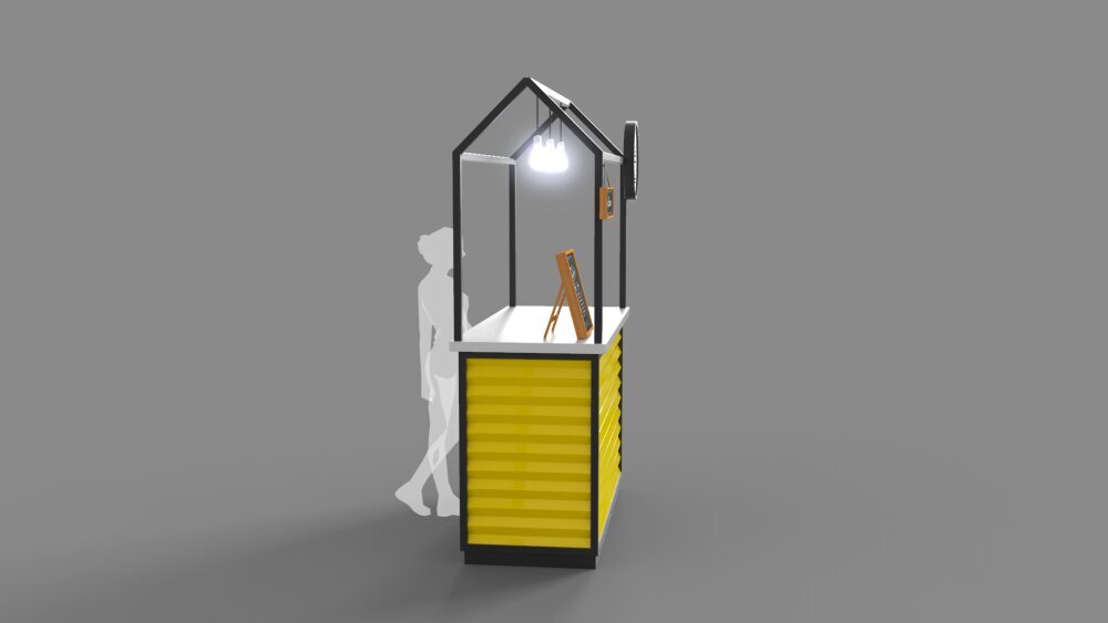 Outdoor Vendor Kiosk with Illuminated Canopy and Menu Board 3D model ...
