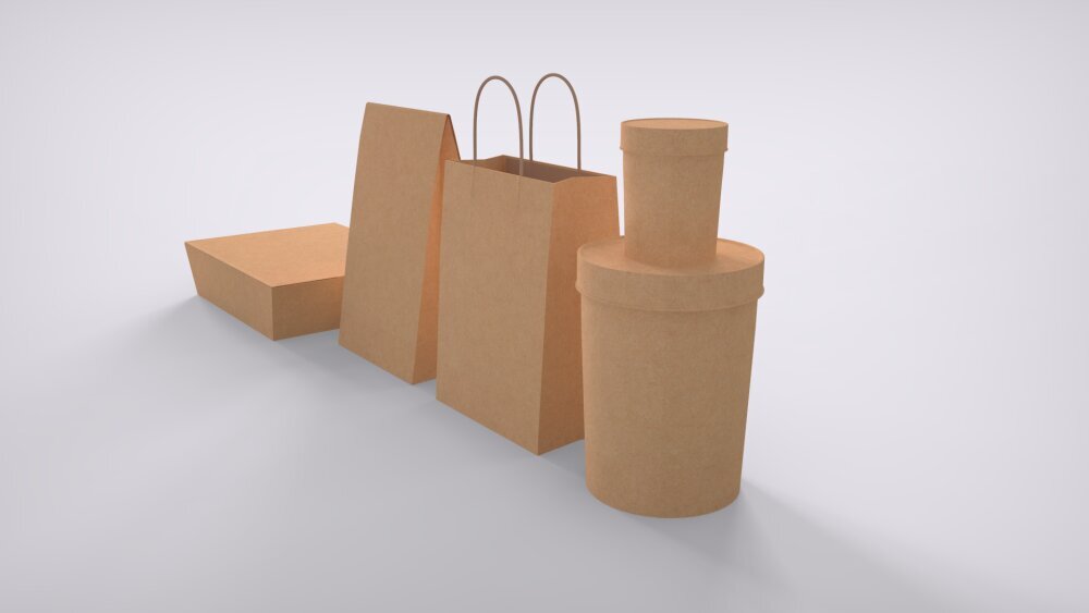 Kraft Paper Food Packaging 3D model - Download Packaging and Boxes on ...