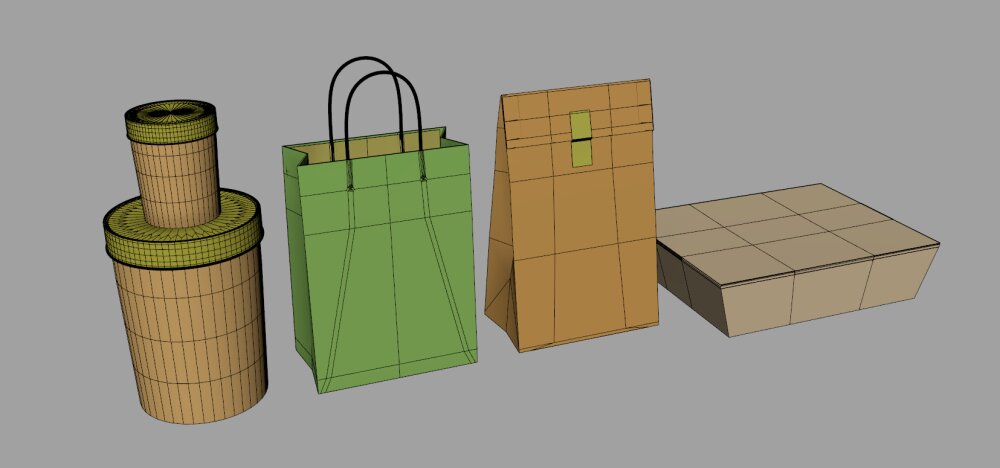 Kraft Paper Food Packaging 3D model - Download Packaging and Boxes on ...