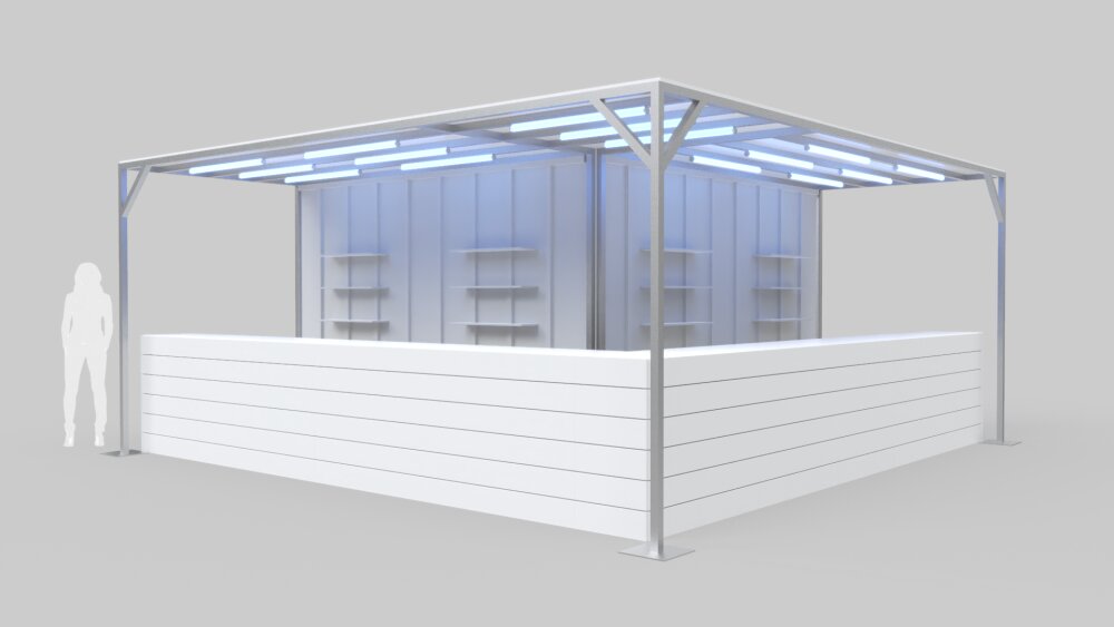 L-shaped Outdoor Bar 5×5 Meters 3D model - Download Commercial Building ...