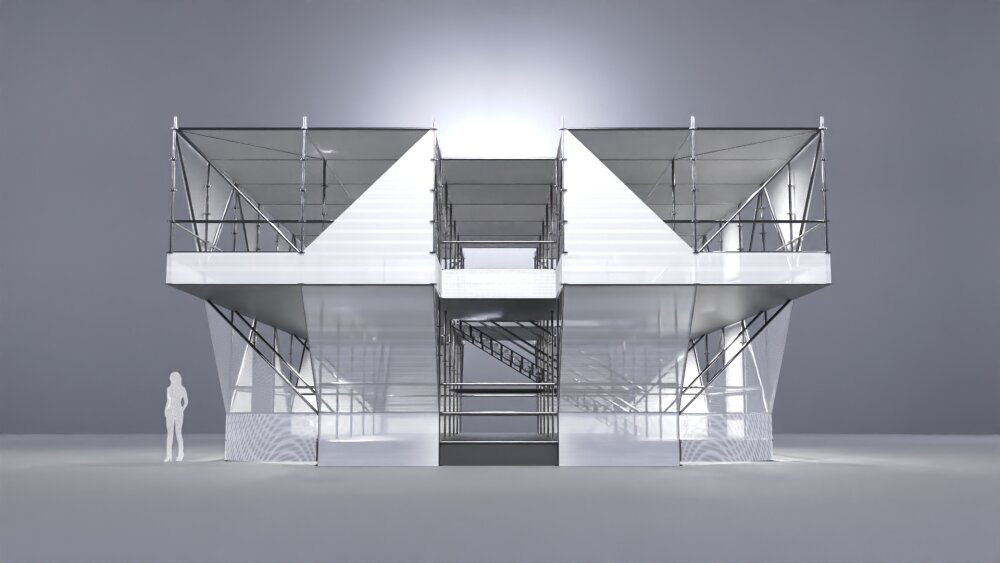 Geometric Pavilion Structure with Angular Facade 3D model - Download ...