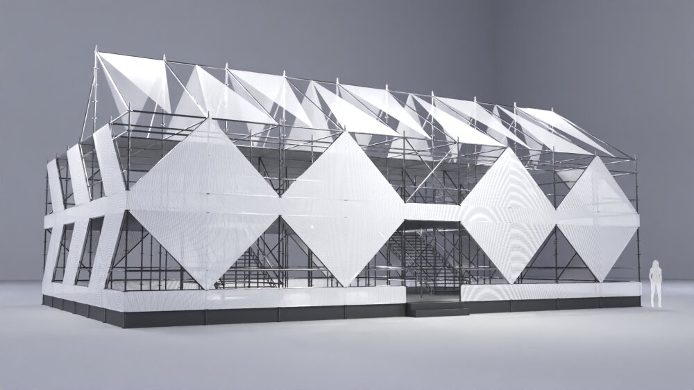 Geometric Structure with Diamond Facade Panels 3D модель - Скачать ...