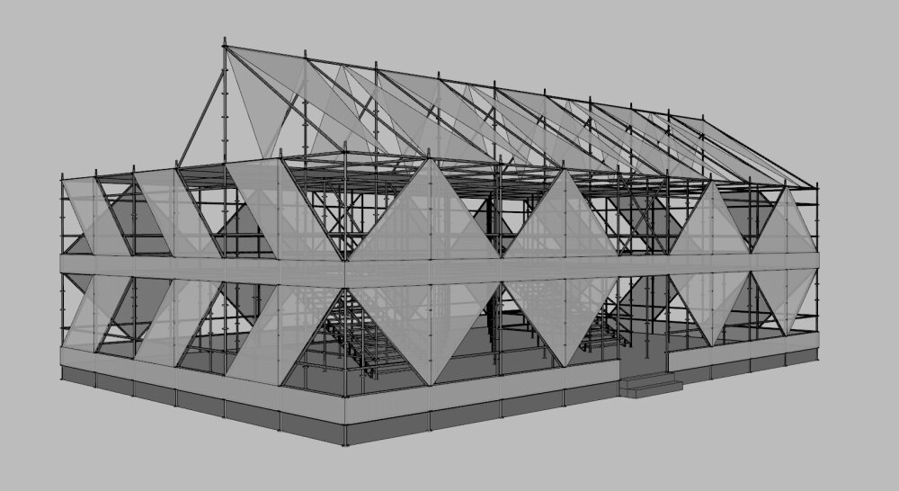 Geometric Structure with Diamond Facade Panels 3D 모델 - 다운로드 Commercial ...