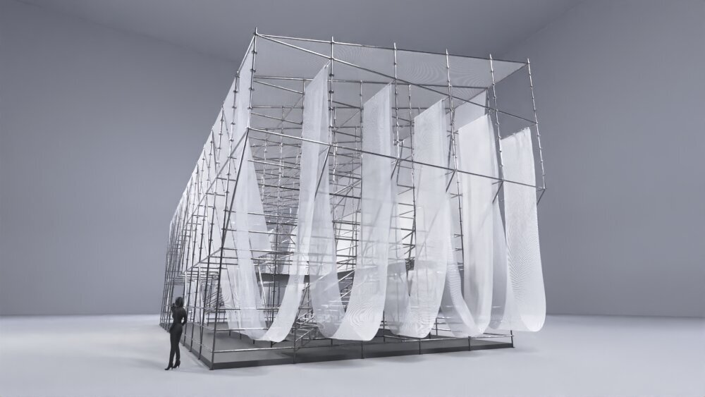Industrial Safety Scaffolding System with Protective Netting 3D model ...