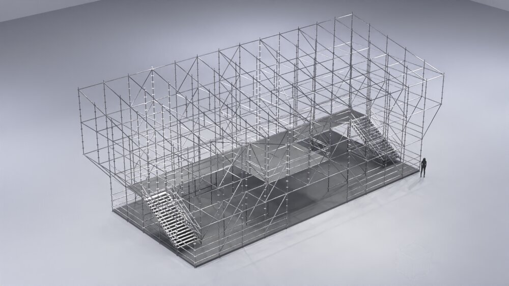Industrial Safety Scaffolding System with Protective Netting 3D model ...