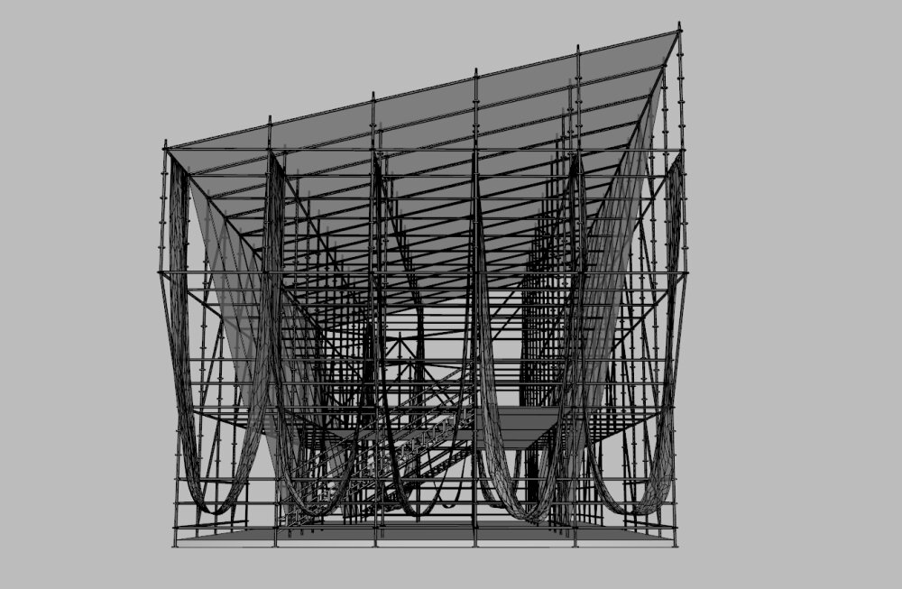 Industrial Safety Scaffolding System with Protective Netting 3D model ...